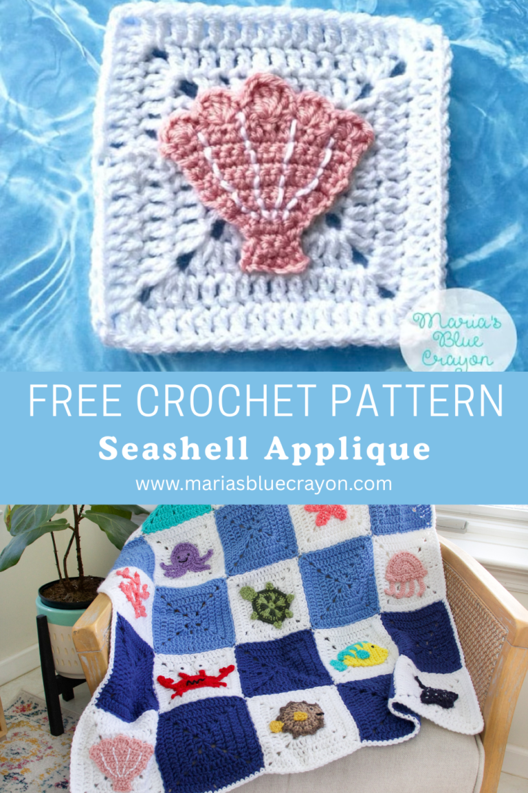 Crochet Seashell Applique Free Pattern - Maria's Blue Crayon