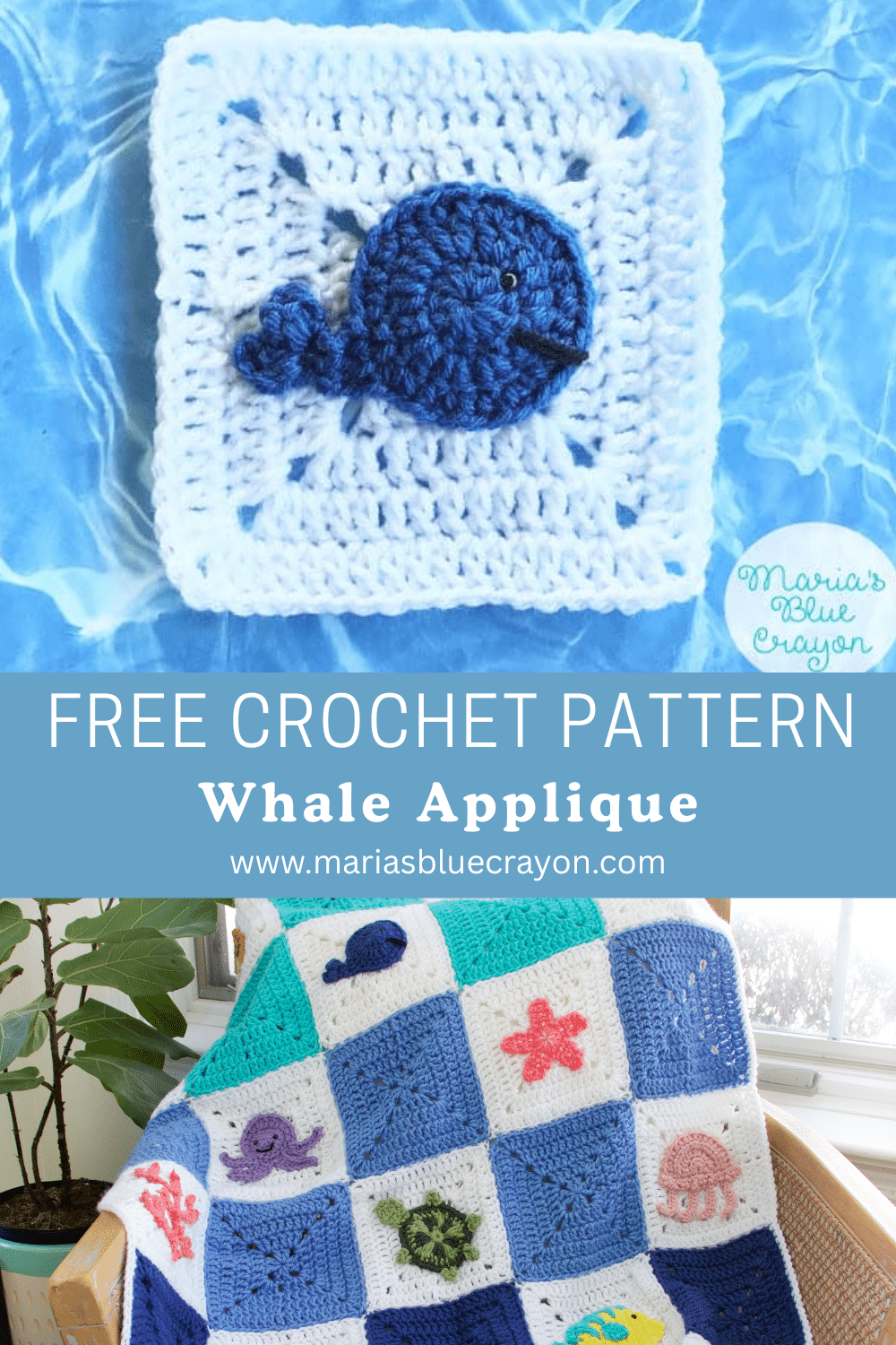 Crochet Whale Applique Free Pattern - Maria's Blue Crayon