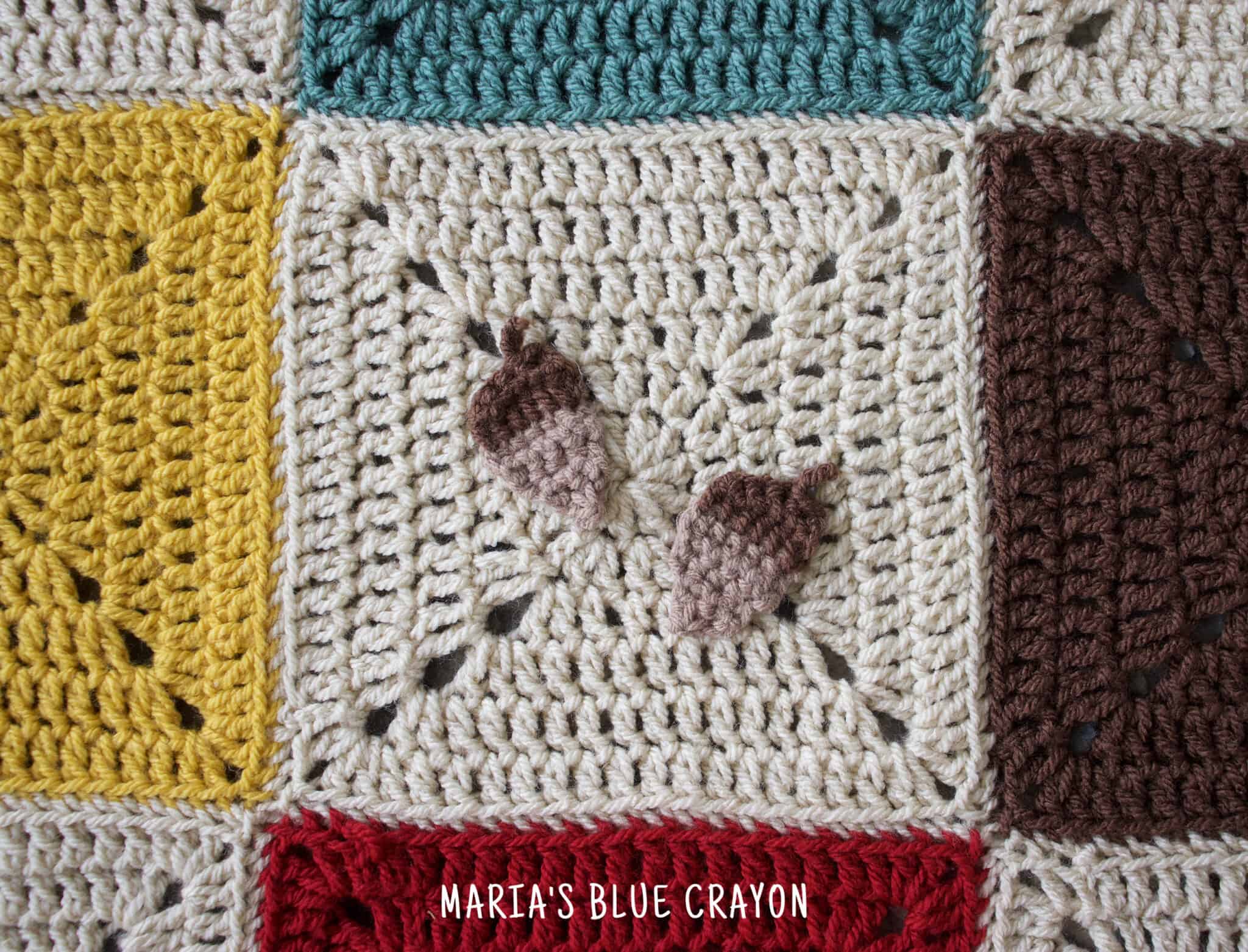Crochet Acorn Applique Pattern - Maria's Blue Crayon