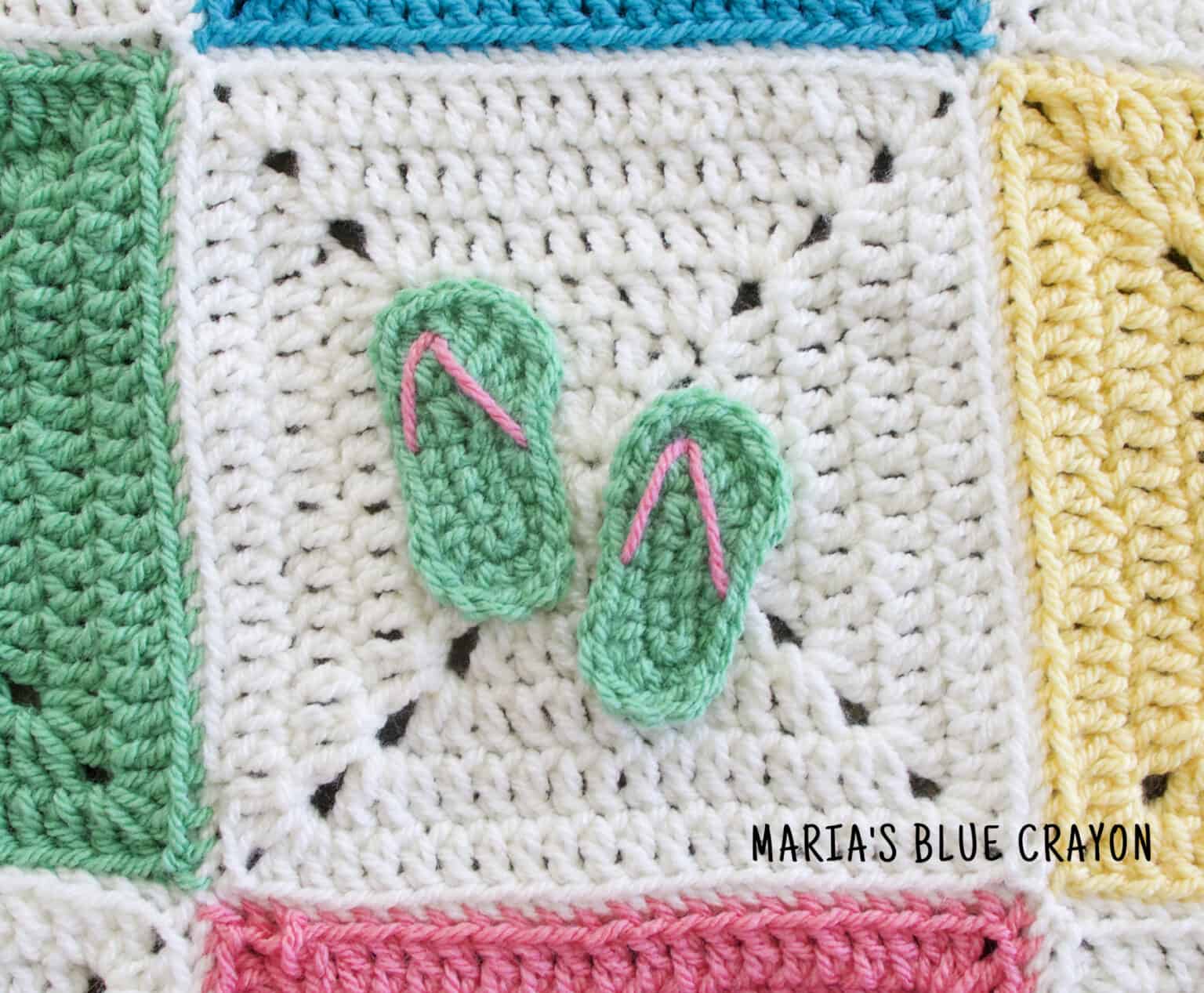 Crochet Flip Flops Applique Pattern - Maria's Blue Crayon