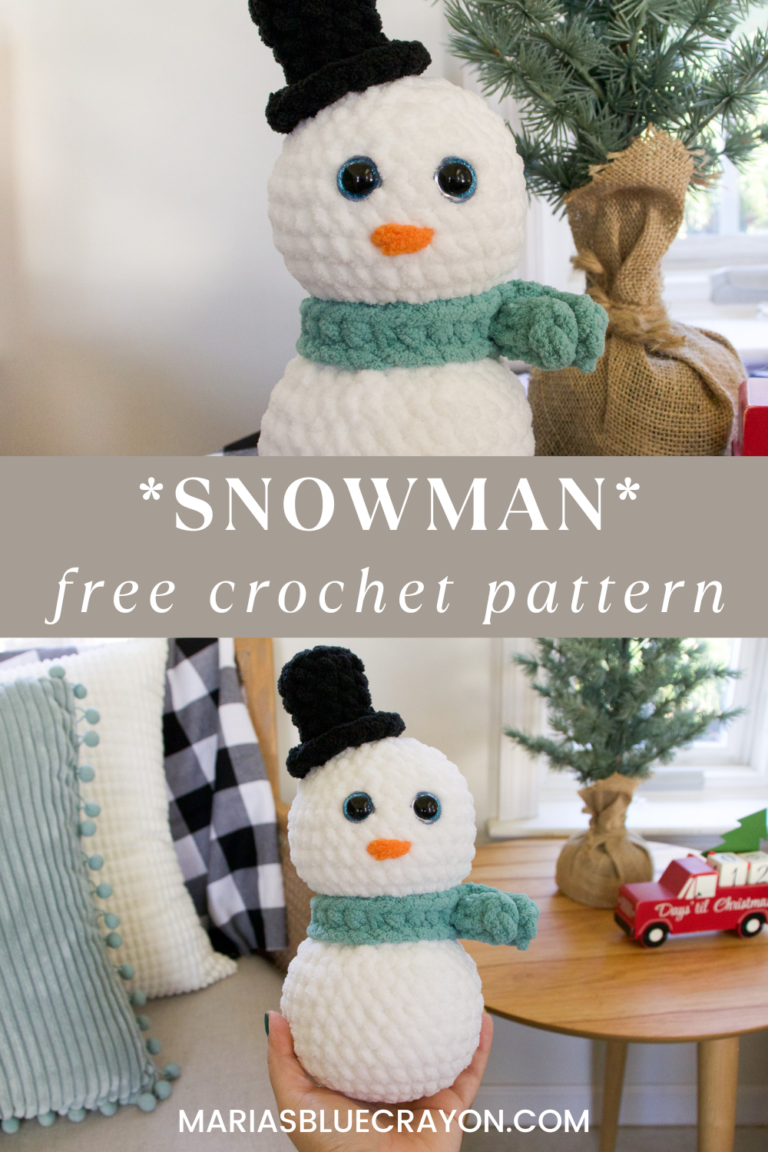Crochet Snowman Plushie Free Pattern - Maria's Blue Crayon
