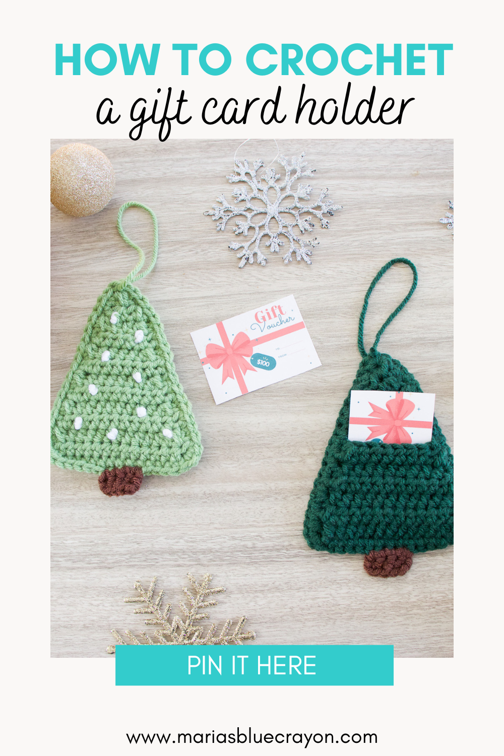 Crochet Tree Gift Card Holder Ornament Free Pattern - Maria's Blue Crayon