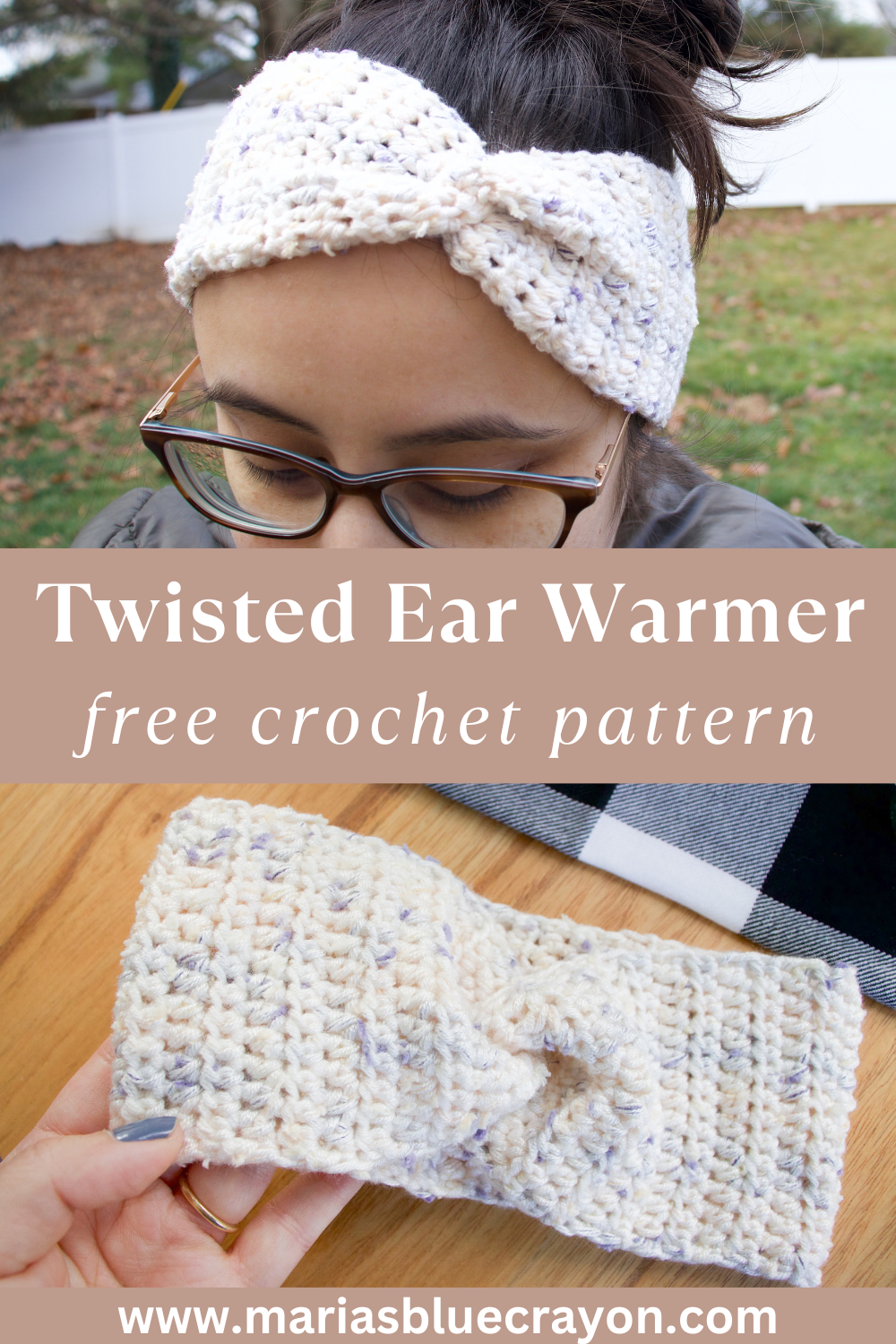 Crochet Twisted Ear Warmer Free Pattern - Maria's Blue Crayon