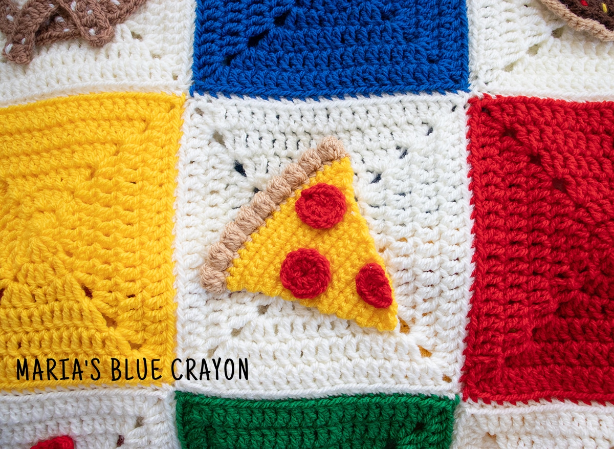 Crochet Pizza Applique Free Pattern - Maria's Blue Crayon