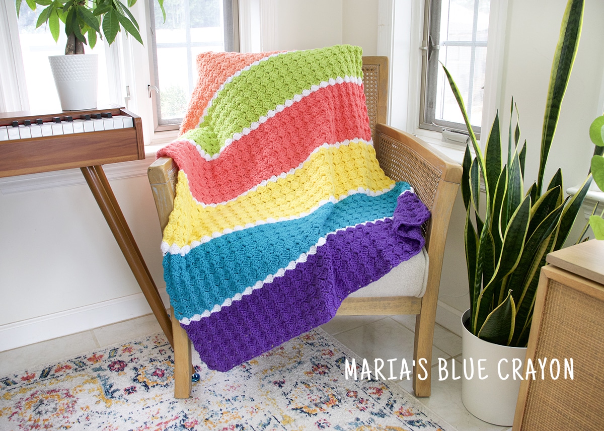 Cross Hatch Shells Crochet Blanket Free Pattern - Maria's Blue Crayon