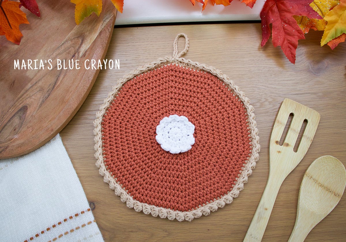 Crochet Pumpkin Pie Potholder Pattern (Free) - Maria's Blue Crayon