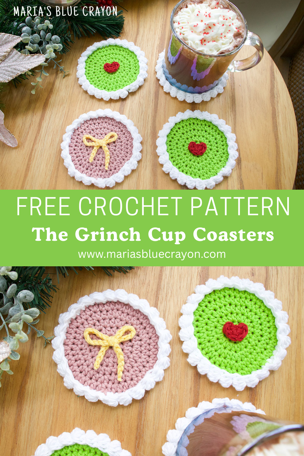 Crochet Christmas Coasters: Free Pattern - Maria's Blue Crayon